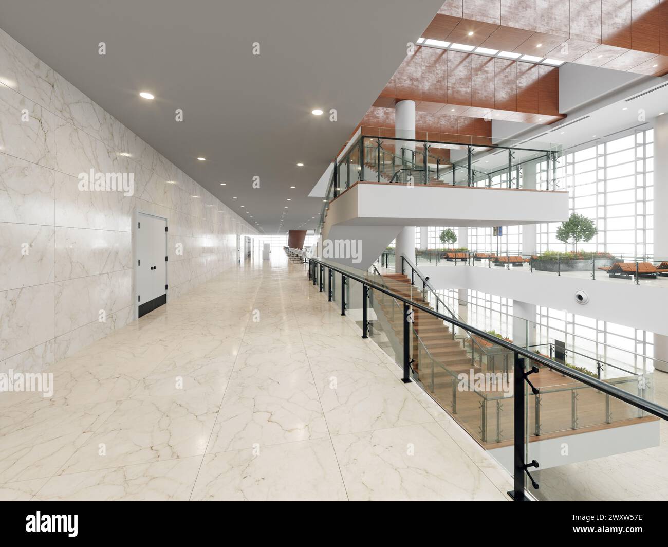 modern office building interior with stairs and plants Stock Photo - Alamy