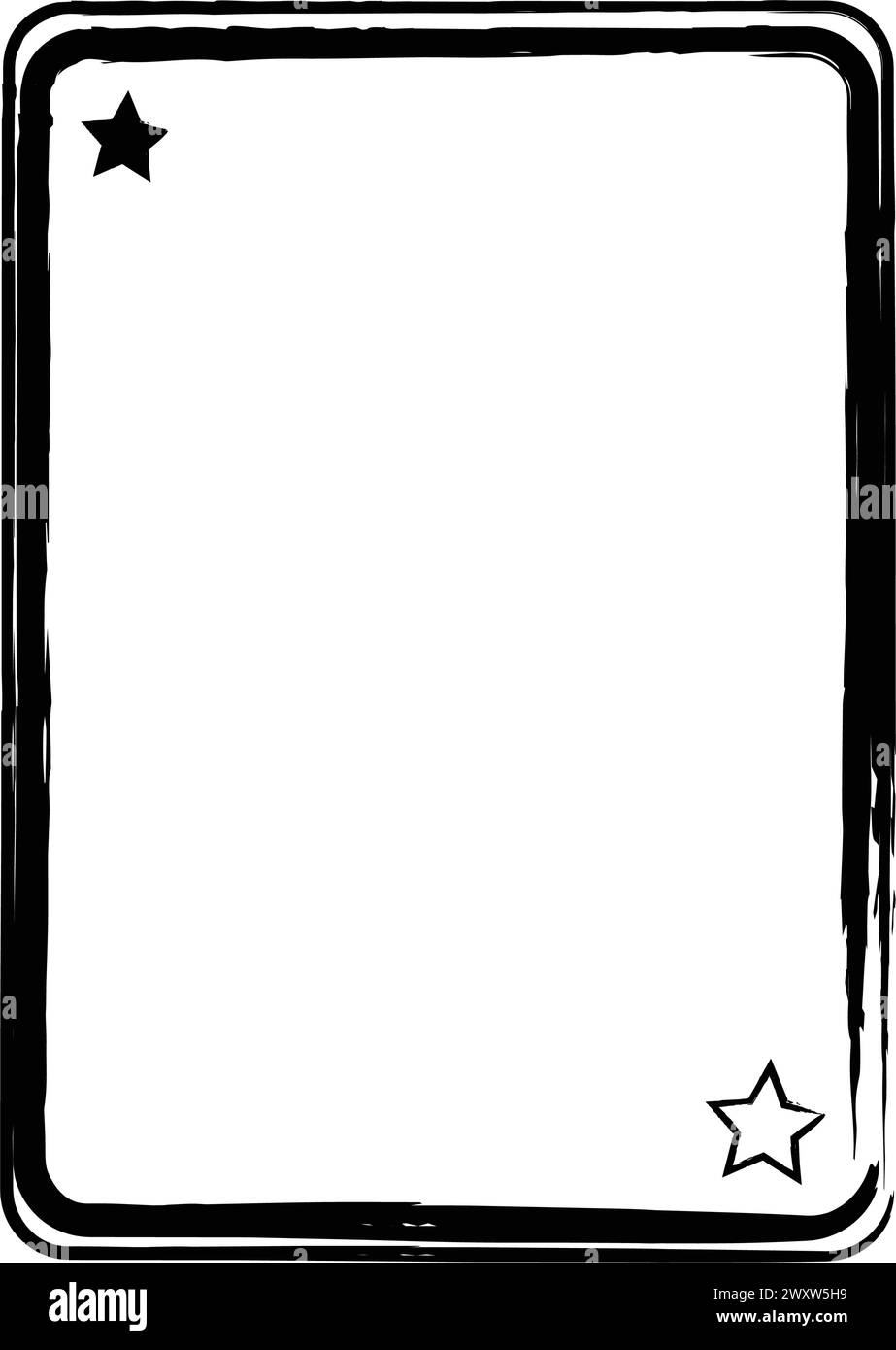 Star frame border grunge stroke element, brush shape icon, vertical ...