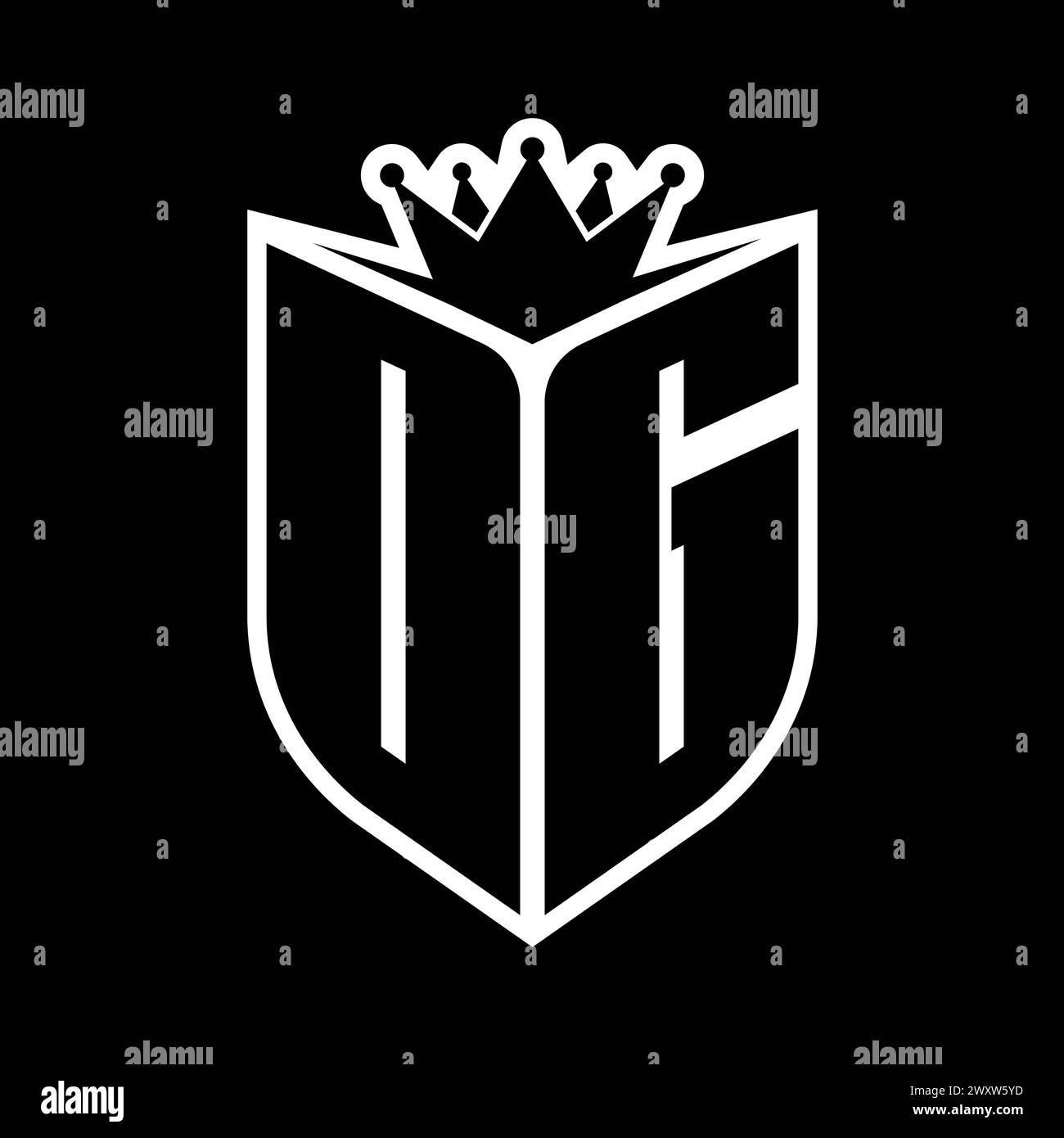 OG Letter bold monogram with shield shape and sharp crown inside shield ...