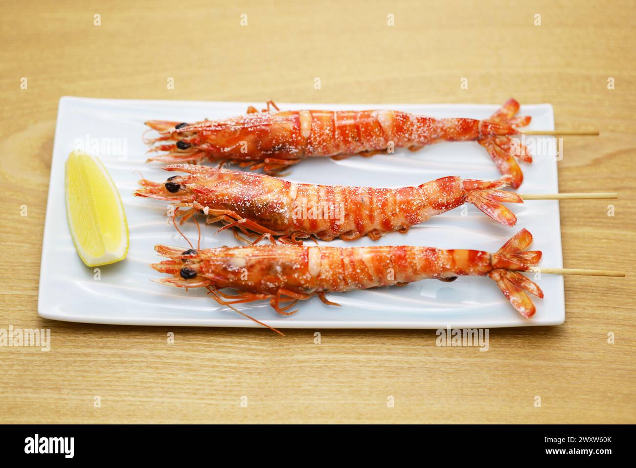 Grilled Kuruma prawn skewers, Japanese food Stock Photo - Alamy