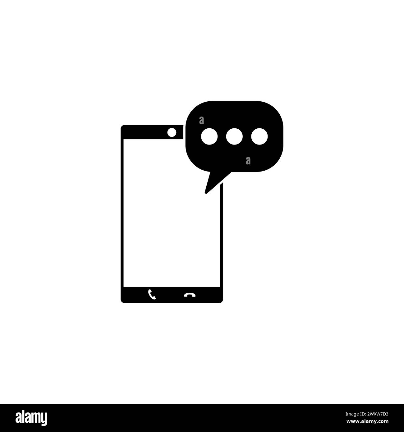 Phone Message Sms flat vector icon. Simple solid symbol isolated on ...