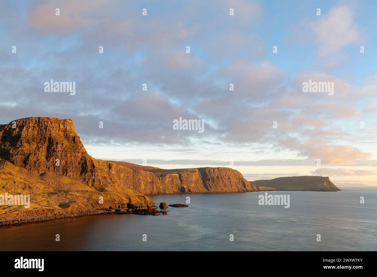 Moonen Bay, Waterstein Head and the Sea of the Hebrides lit by winter ...