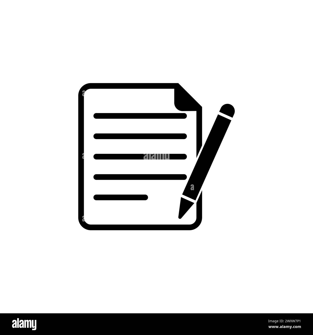 Document with Pencil flat vector icon. Simple solid symbol isolated on ...