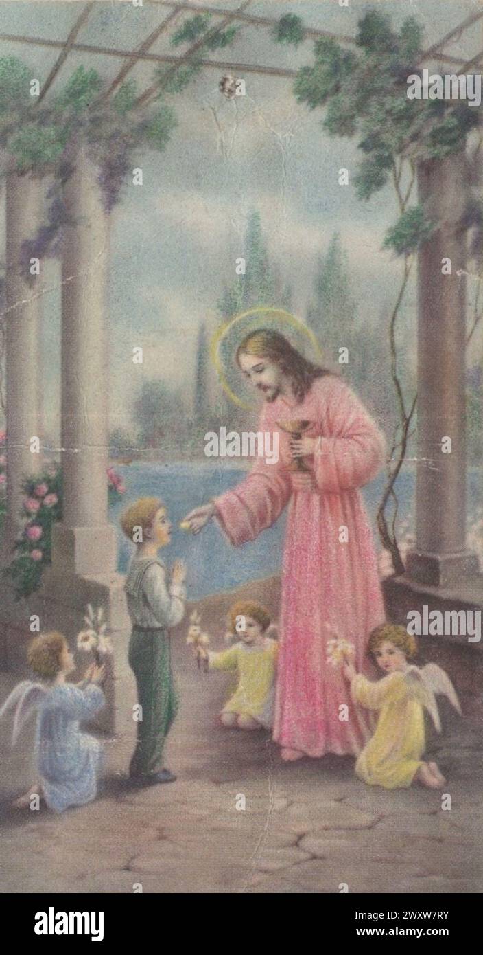 vintage holy card Jesus blessing / Jesus shining / Jesus Healing and Helping Others Additional ...