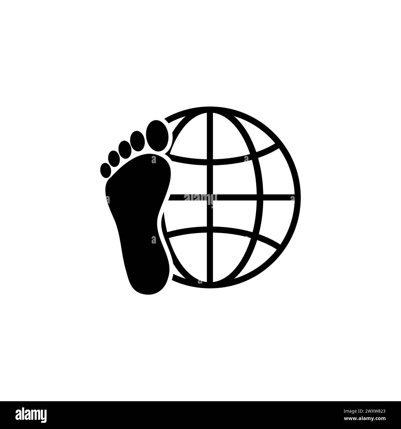 Explorer Around the World. Earth and Foot flat vector icon. Simple ...