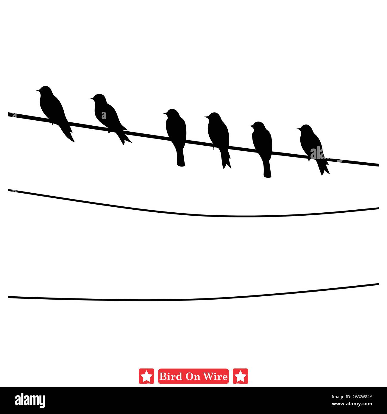 Swooping Swirls Dynamic Birds on Wire Silhouettes Stock Vector Image ...