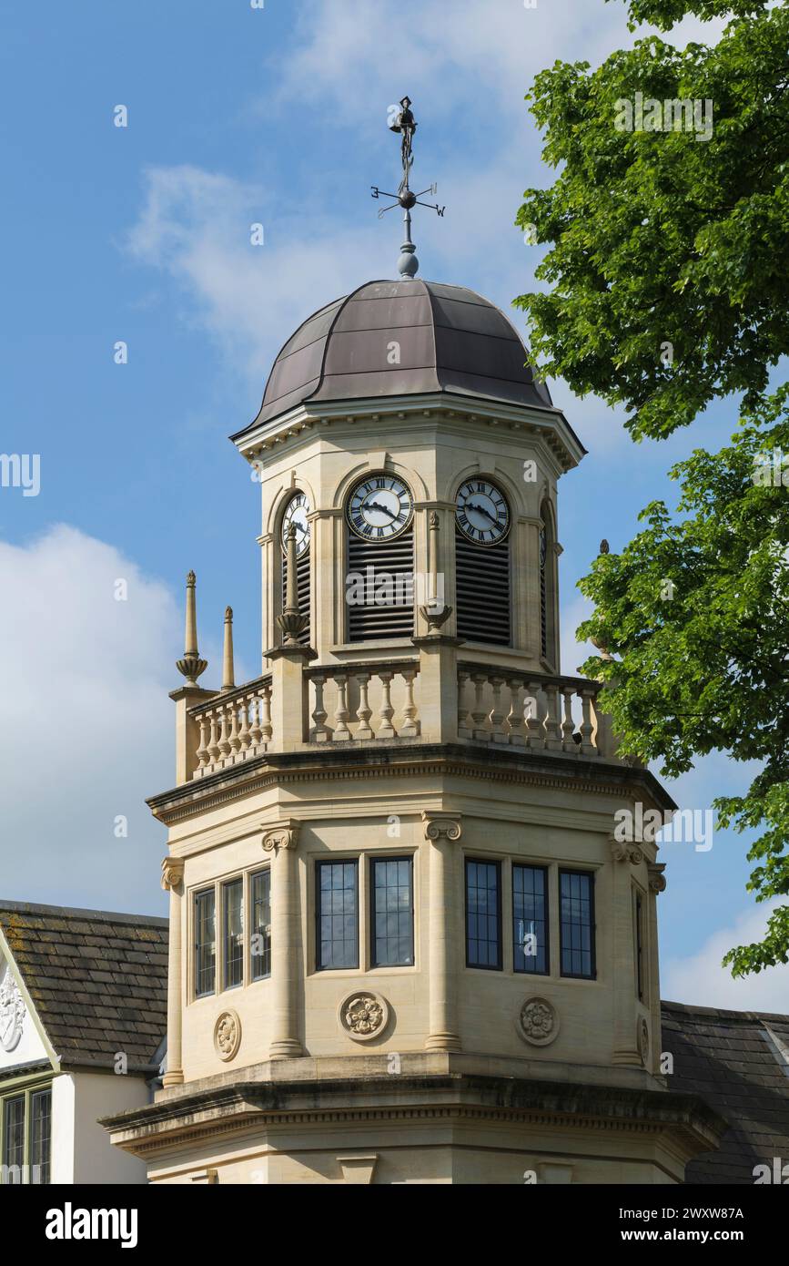 The modern clock tower of Harris Manchester College, Oxford, England ...