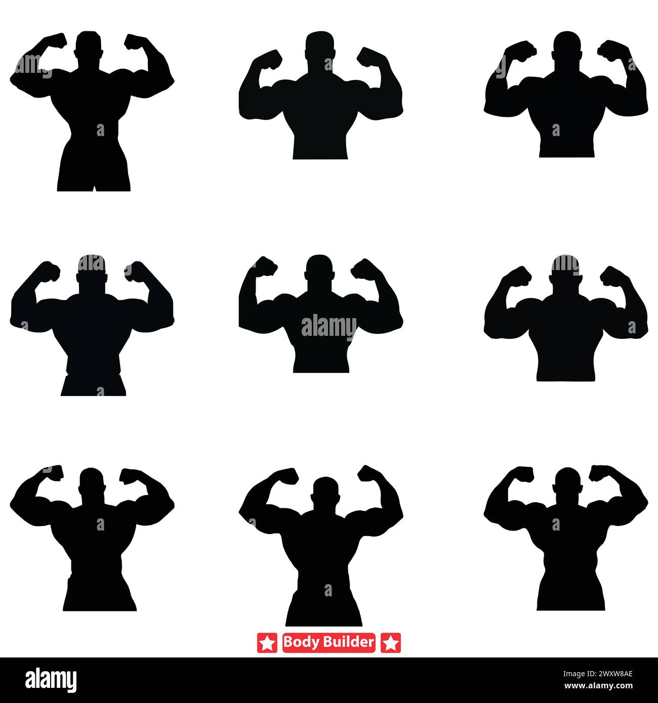 Sculpted Physiques Premium Bodybuilder Vector Set for Bodybuilding ...