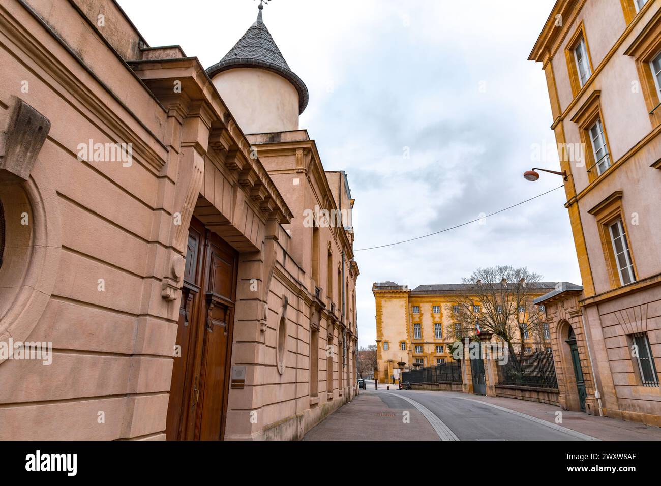 Street view and typical french buildings in the city of Metz, France ...
