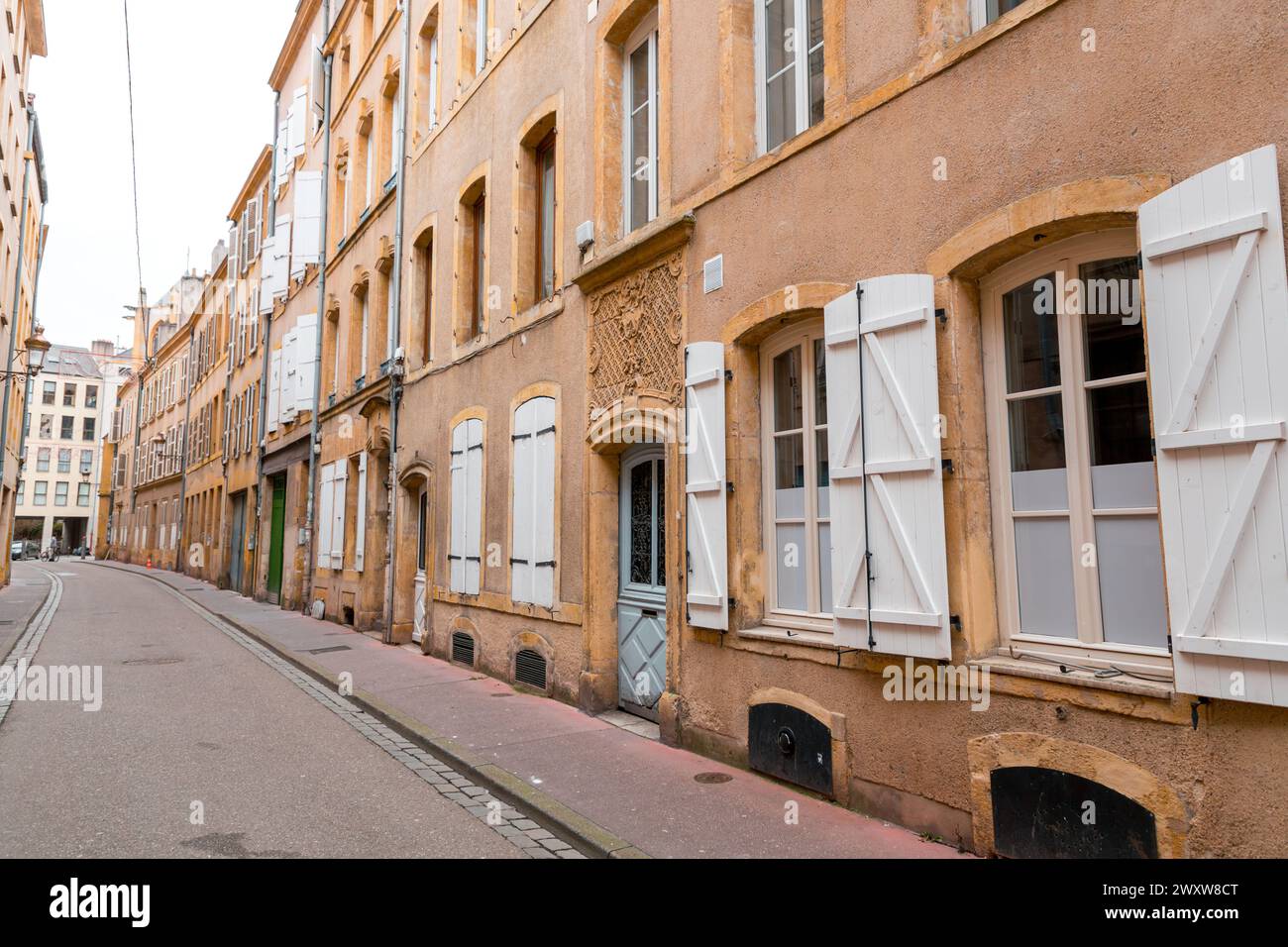 Street view and typical french buildings in the city of Metz, France ...