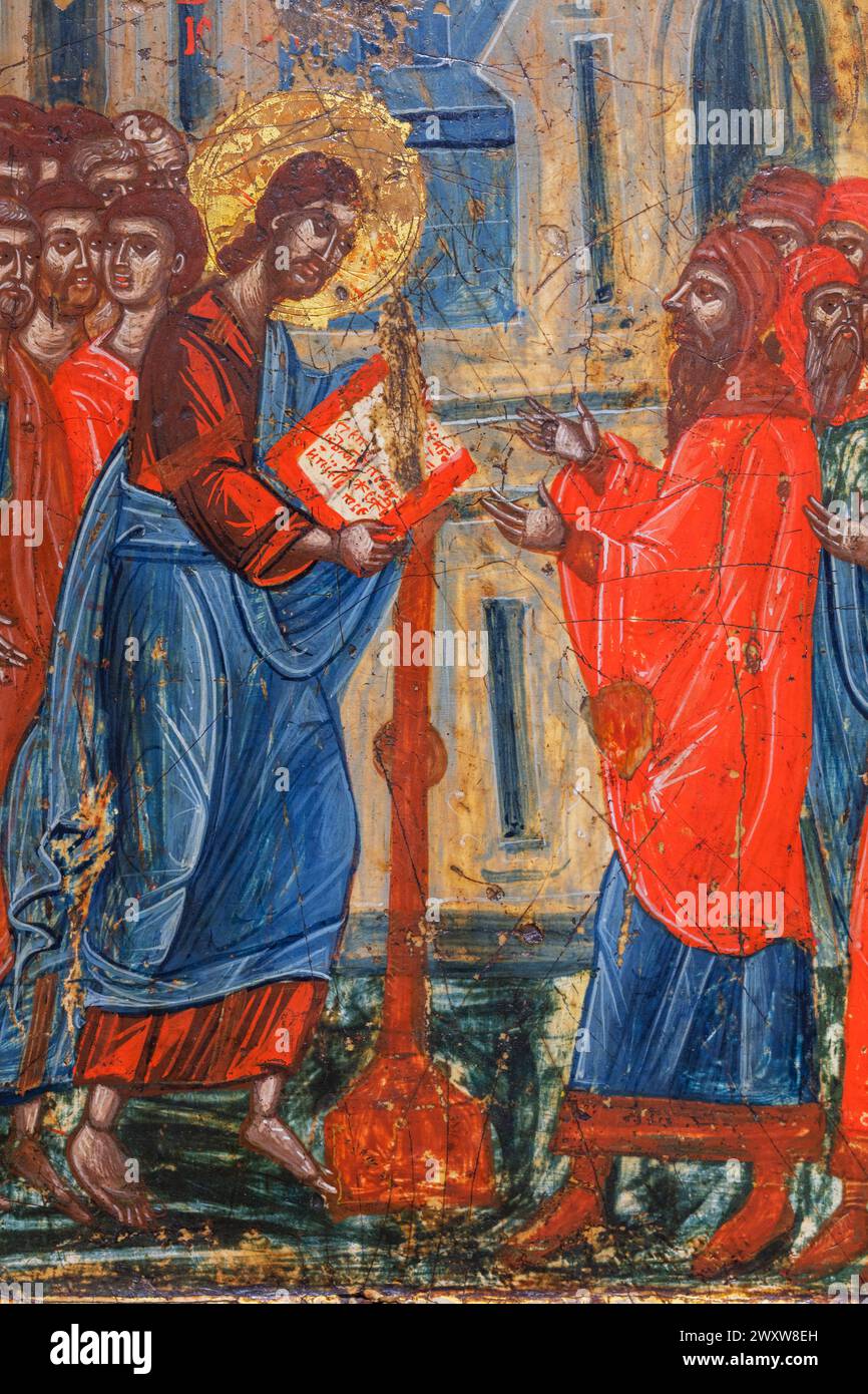 Icon of Jesus Christ teaching, National Museum, Belgrade, Serbia Stock ...