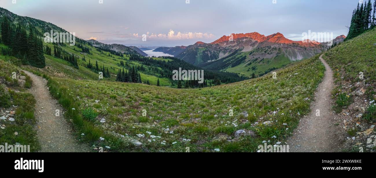 Pacific Crest Trail. A beautiful mountain view with a lake in the ...