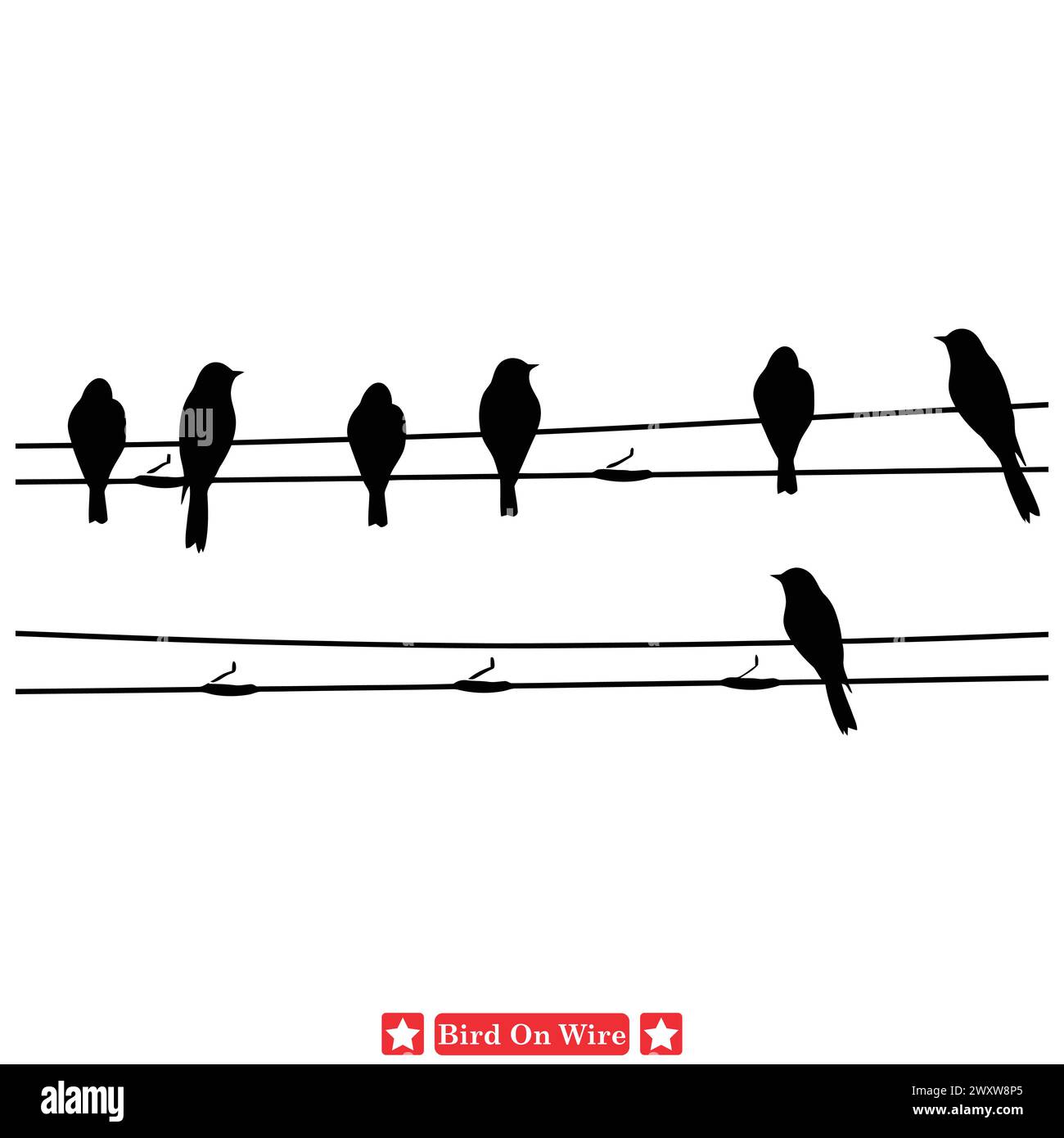 Flight Formation Striking Birds on Wire Vector Collection Stock Vector ...