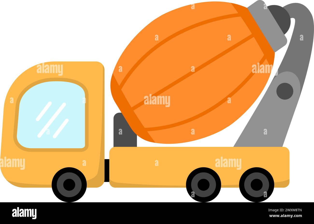 Vector concrete mixer car. Construction site and road work flat icon ...