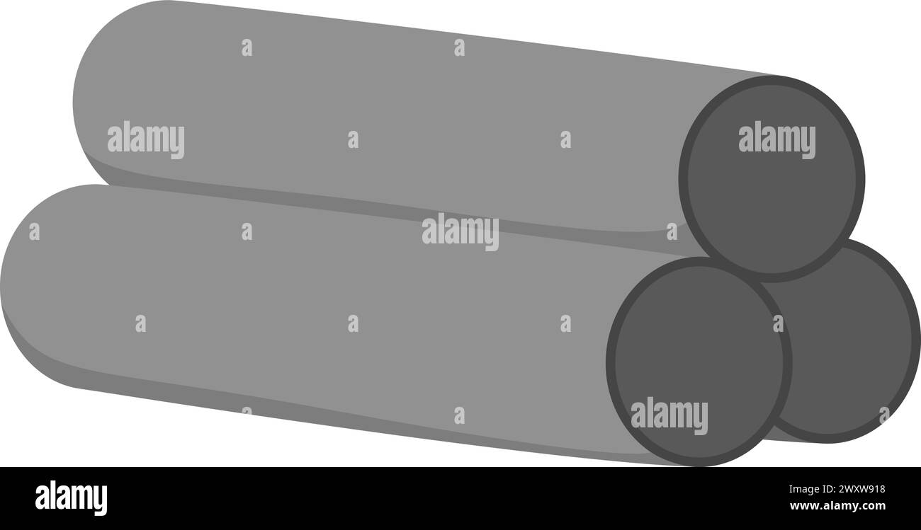 Metal pipes pile icon. Grey tubes illustration isolated on white ...