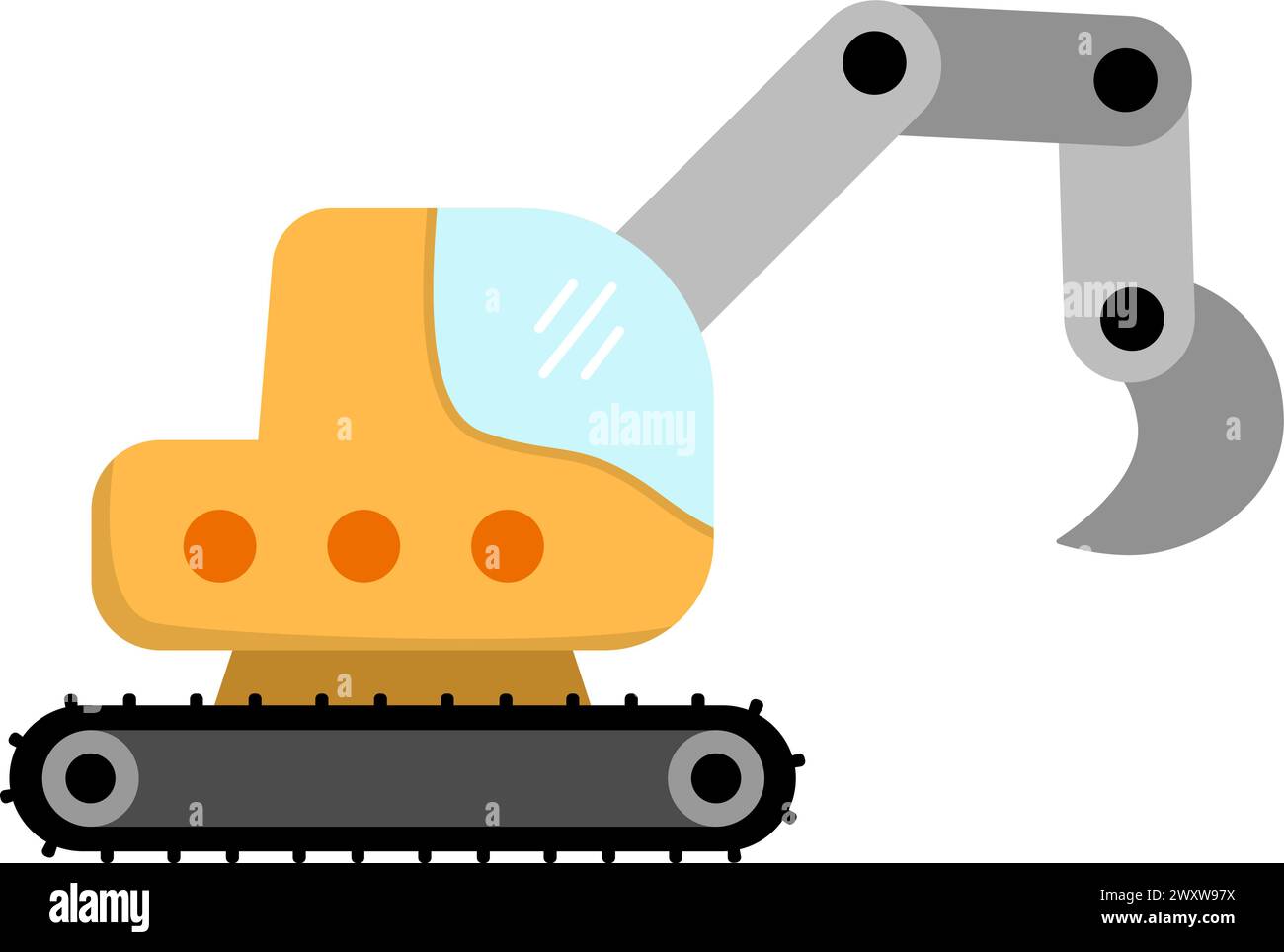 Vector crawler digger. Construction site and road work flat icon ...