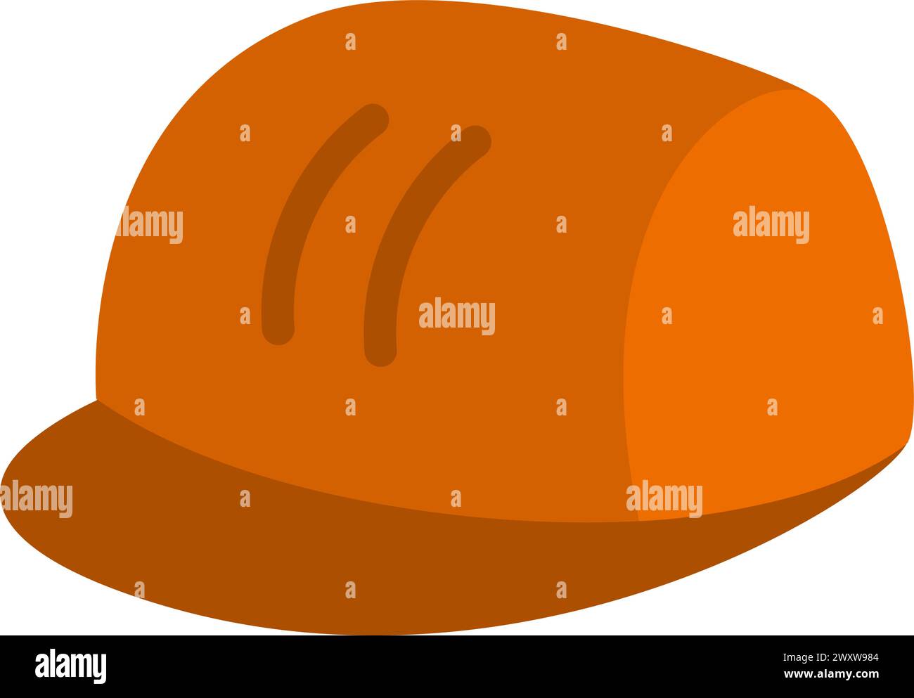 Orange hard hat icon. Construction site workwear illustration. Builder ...