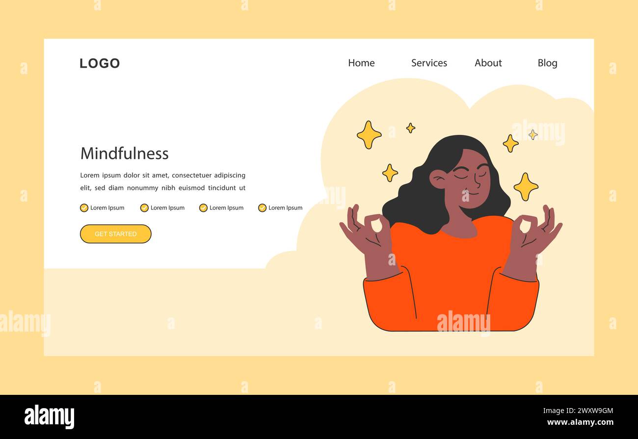 Mindfulness web banner or landing page. Emotional awareness and balance ...