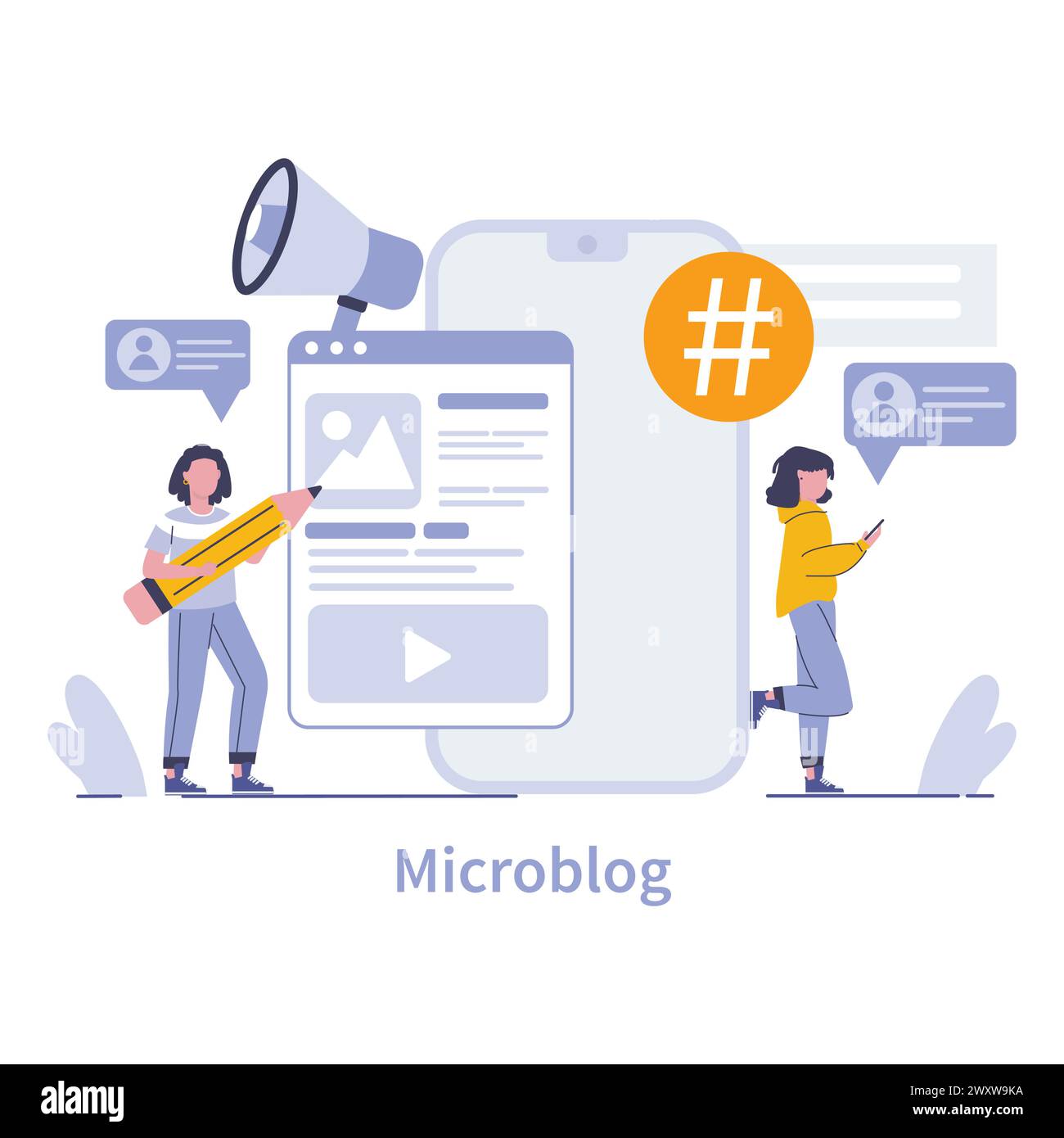Microblogging platform concept. Instant news sharing and public opinion ... Microblogging platform concept. Instant news sharing and public opinion ...