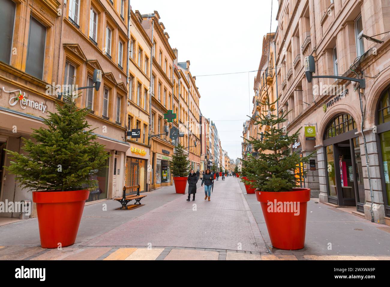 Metz, France - January 23, 2022: Rue Serpenoise, often called Rue Serp ...