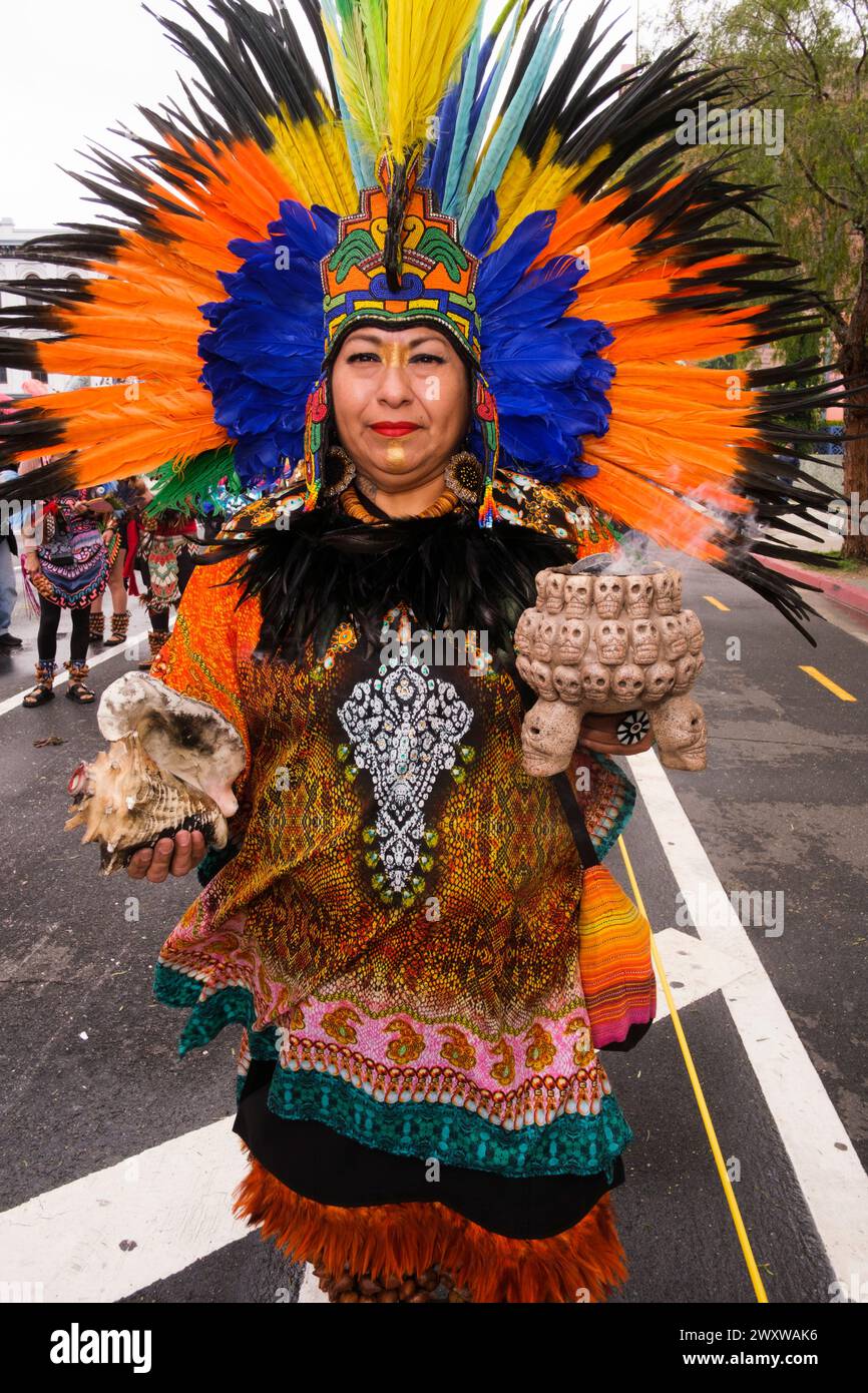 Aztec dancers at the Blessing of the Animals, Olvera Street, 4/30/2024 ...
