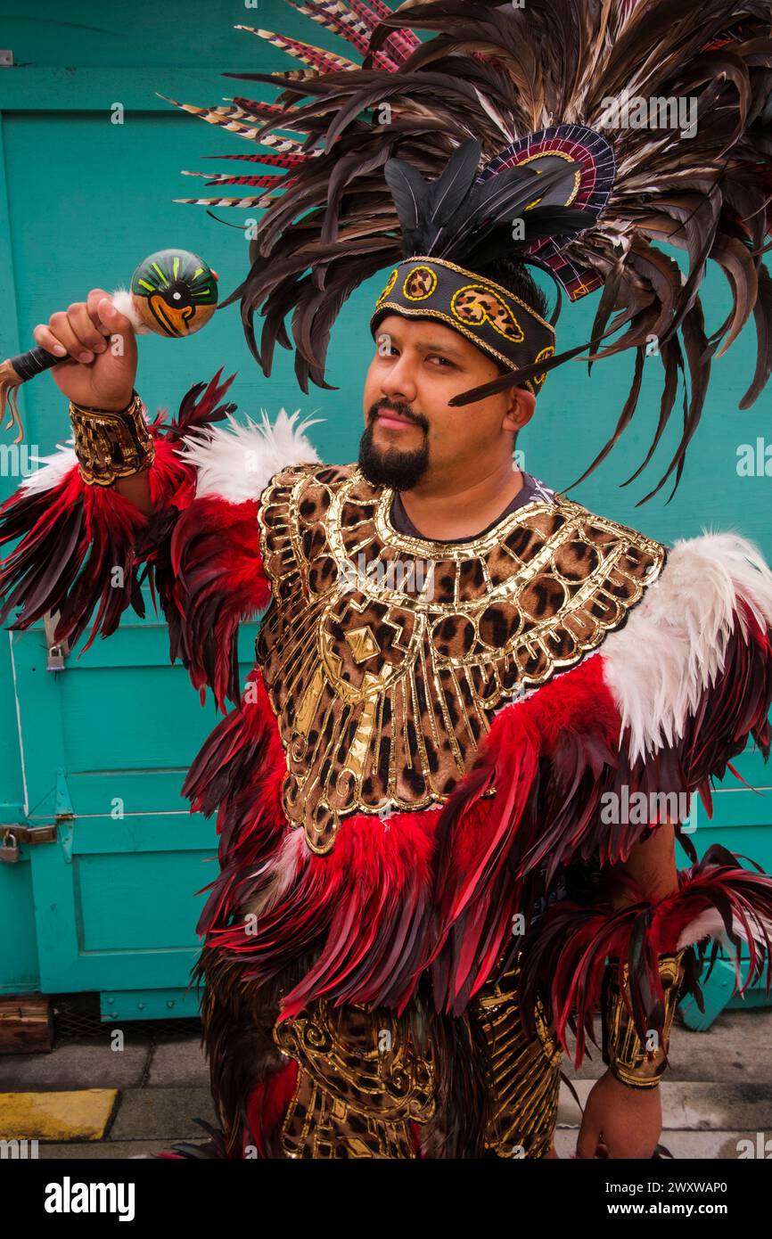 Aztec dancers at the Blessing of the Animals, Olvera Street, 4/30/2024 ...
