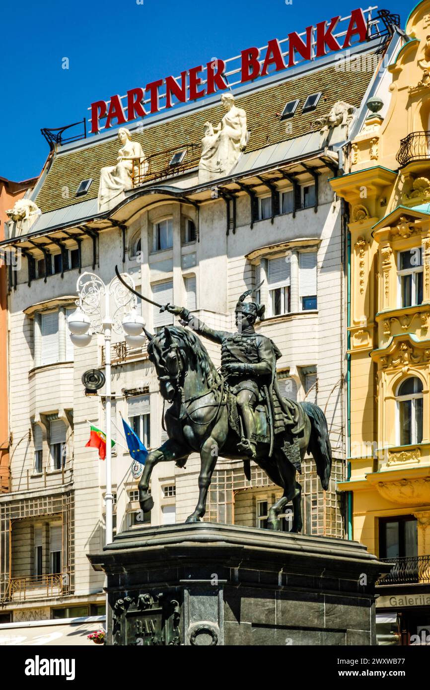 Close up of the statue of Ban Josip created by Austrian Anton Fernkorn ...