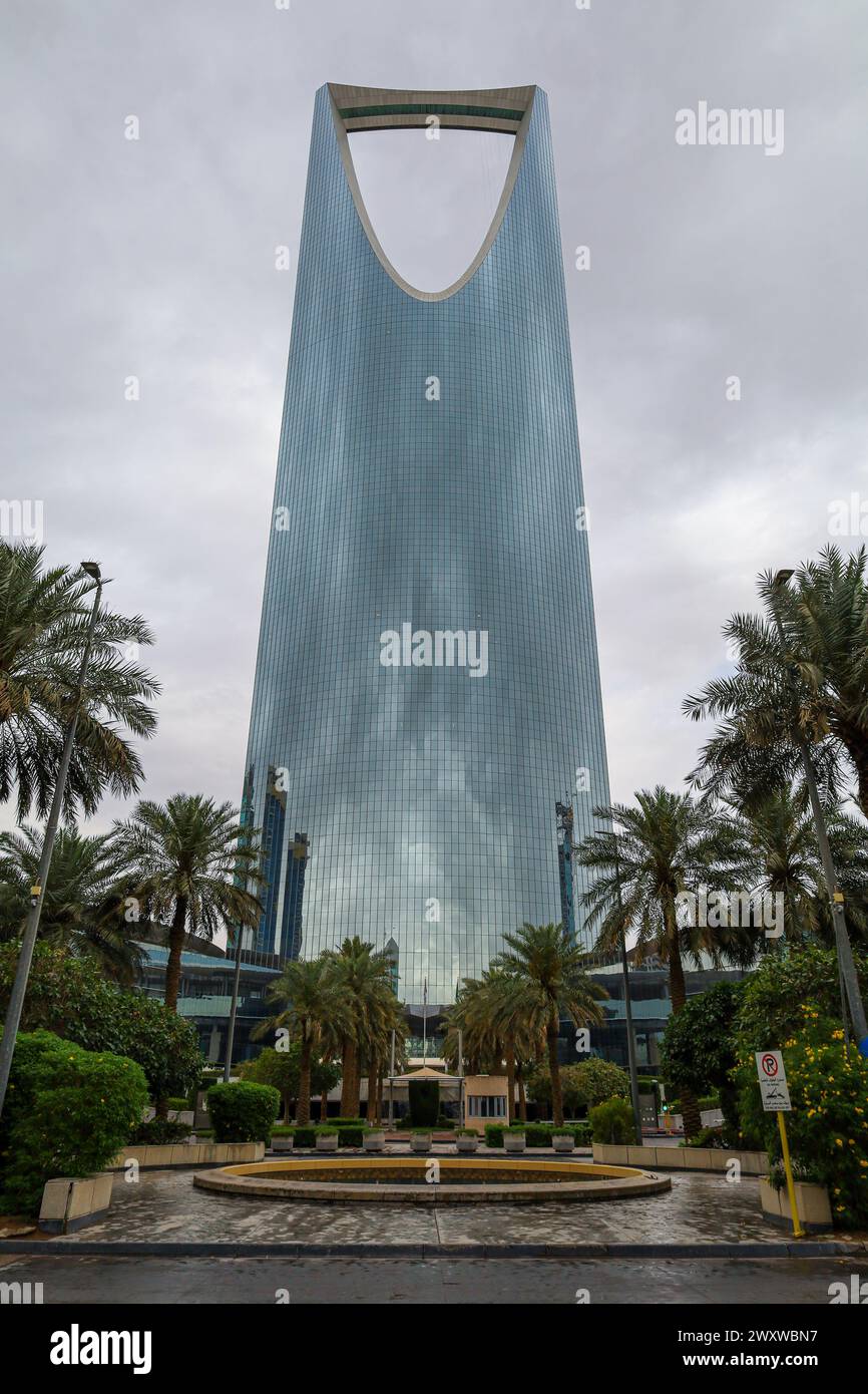 Riyadh, Saudi Arabia - April 1 2024, Kingdom Tower Al Mamlaka business , King Fahd road Stock ...