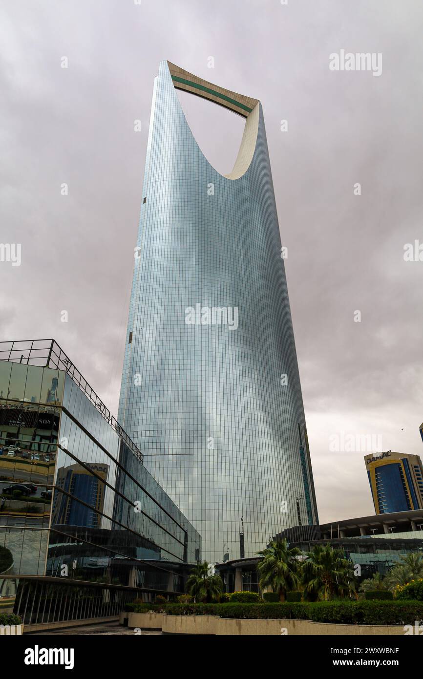 Riyadh, Saudi Arabia - April 1 2024, Kingdom Tower Al Mamlaka business , King Fahd road Stock ...