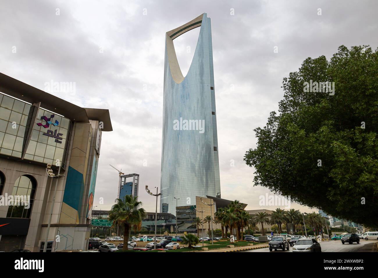 Riyadh, Saudi Arabia - April 1 2024, Kingdom Tower Al Mamlaka business , King Fahd road Stock ...