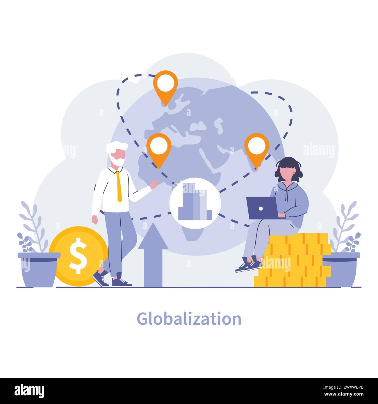 Globalization concept. Businesses scaling beyond local, adapting to ...