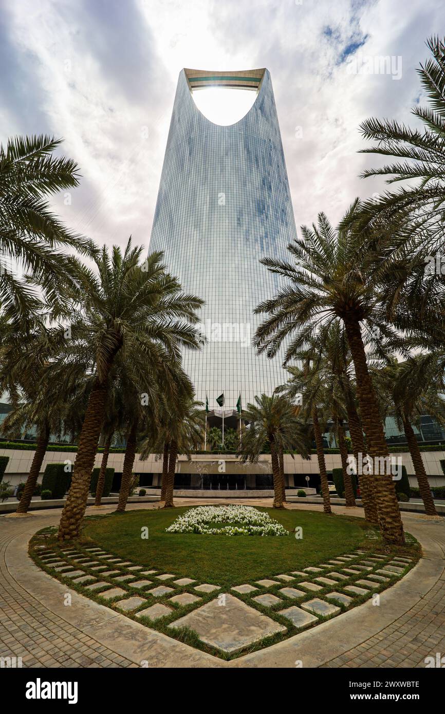 Riyadh, Saudi Arabia - April 1 2024, Kingdom Tower Al Mamlaka business , King Fahd road Stock ...