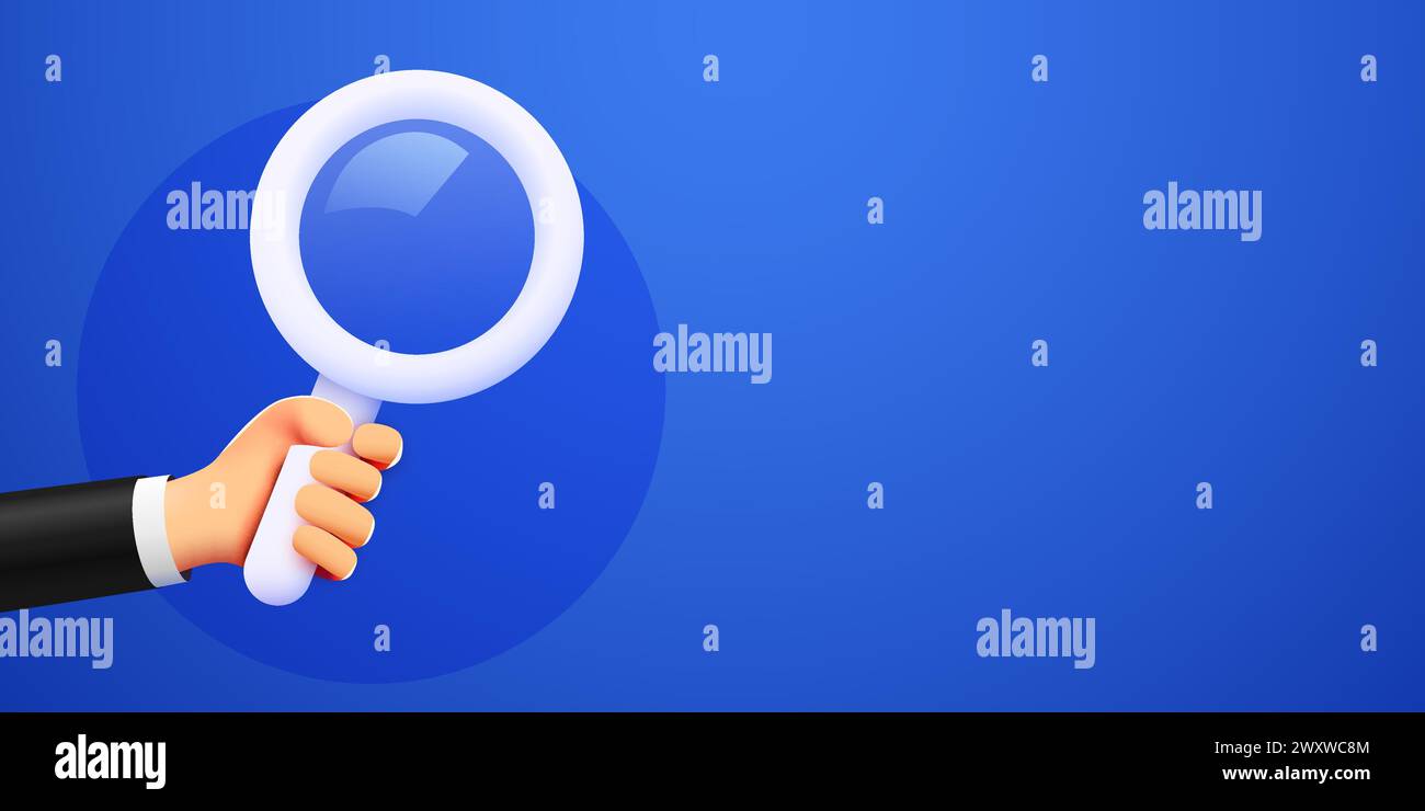 3d character magnifying glass Stock Vector Images - Alamy