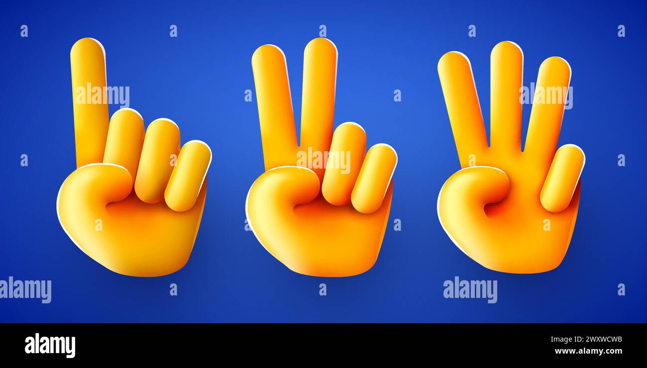 Еmoji hands counting. One two Three. 1 2 3. Vector illustration Stock ... Еmoji hands counting. One two Three. 1 2 3. Vector illustration Stock ...