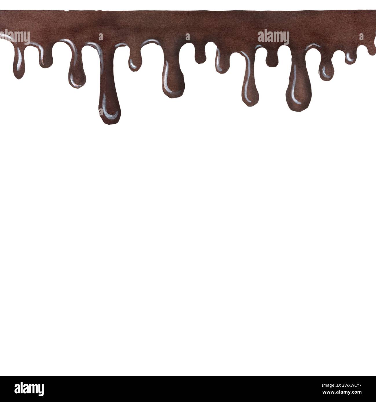 Chocolate falling drops melted dripping realistic watercolor set ...