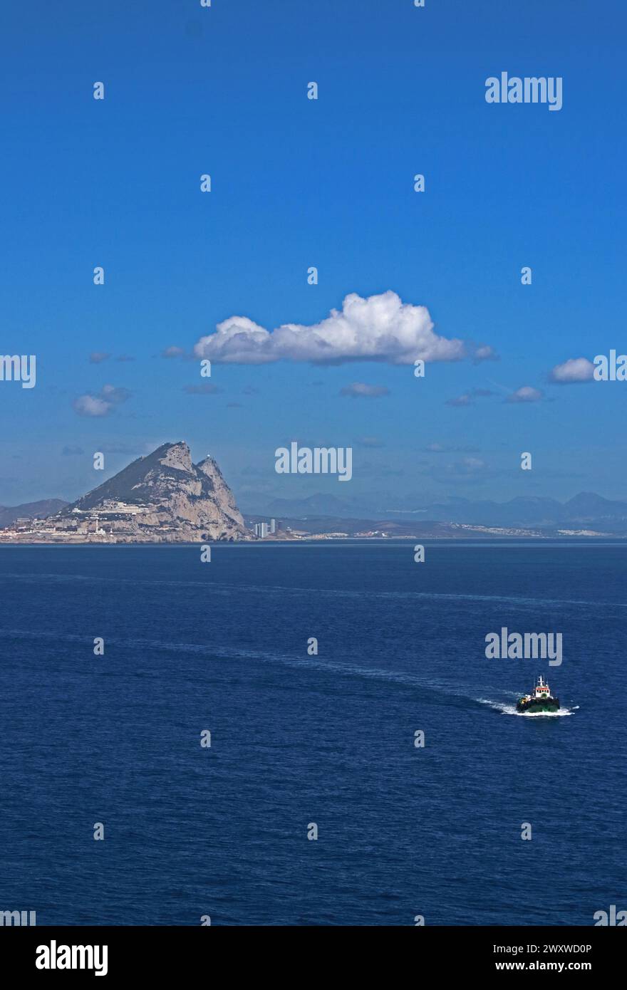 Rock of Gibraltar from ship in Strait of Gibraltar Stock Photo - Alamy