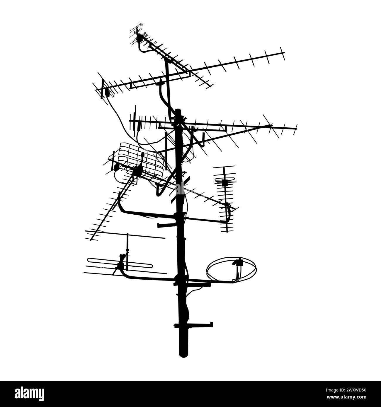 Television antenna icon. Silhouette of television aerial. Outdoor Tv ...
