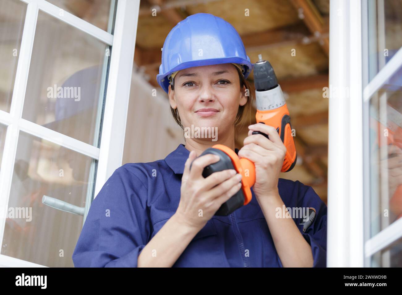surveyor or builder looking at camera Stock Photo - Alamy