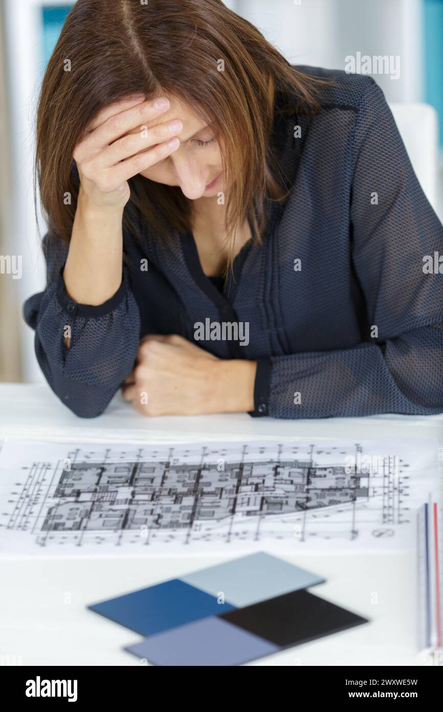 female architect getting stressed with her job Stock Photo - Alamy