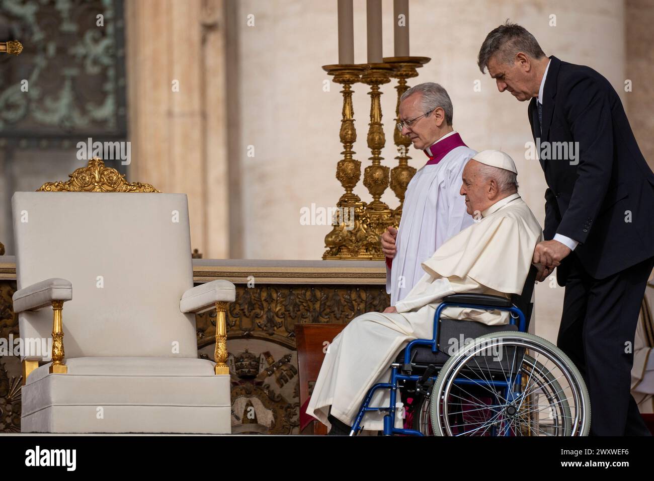 Vatican City, Vatican. 31st Mar, 2024. Pope Francis arrives in St ...
