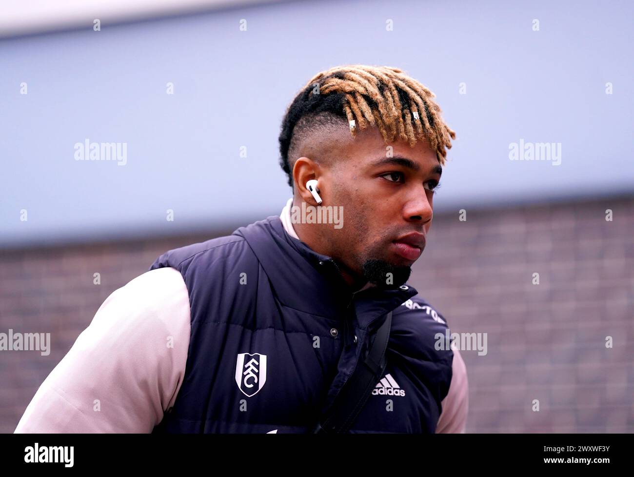 Fulham's Adama Traore arrives ahead of the Premier League match at the ...