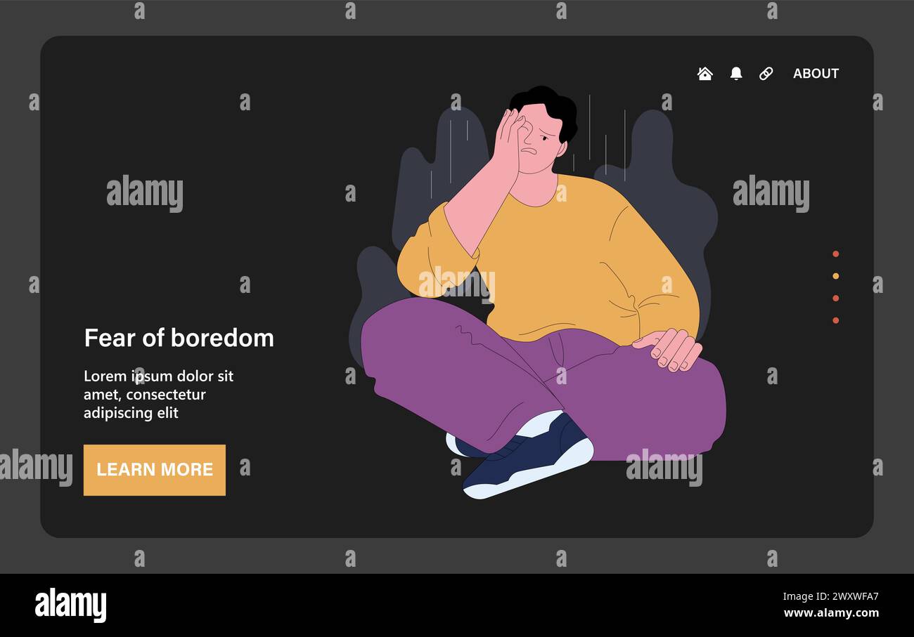 Fear of boredom. Disenchanted bored young man encapsulating the ...