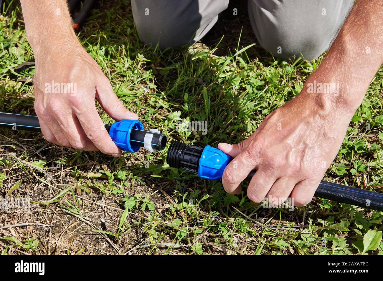 Connecting coupling pipe fitting with threaded compression clamp is ...