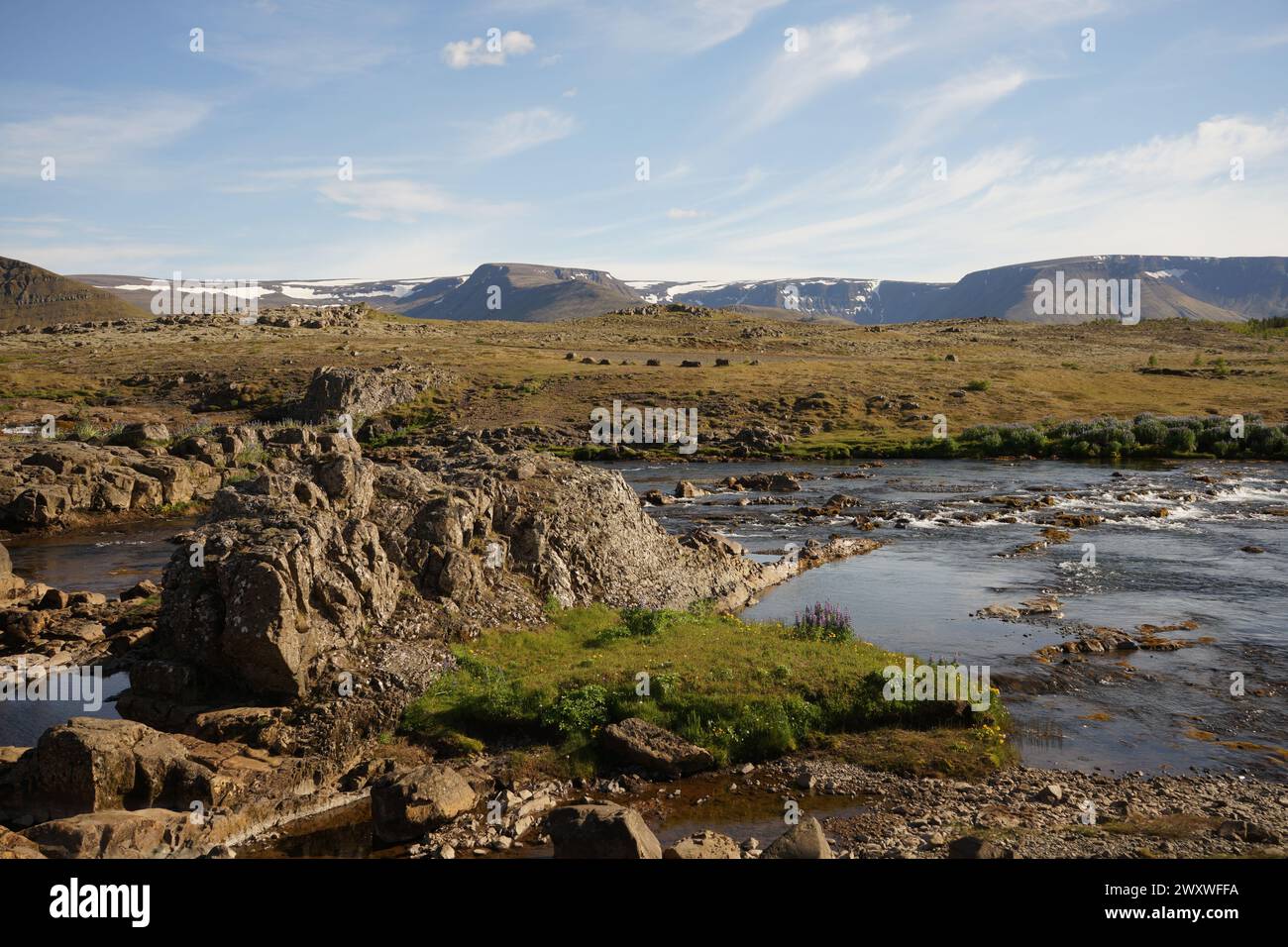 View of Laxá í Kjós salmon and trout river in west Iceland Stock Photo ...