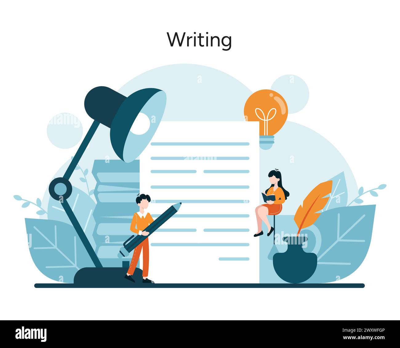 The Art of Expression concept. A creative burst illuminates the writer ...