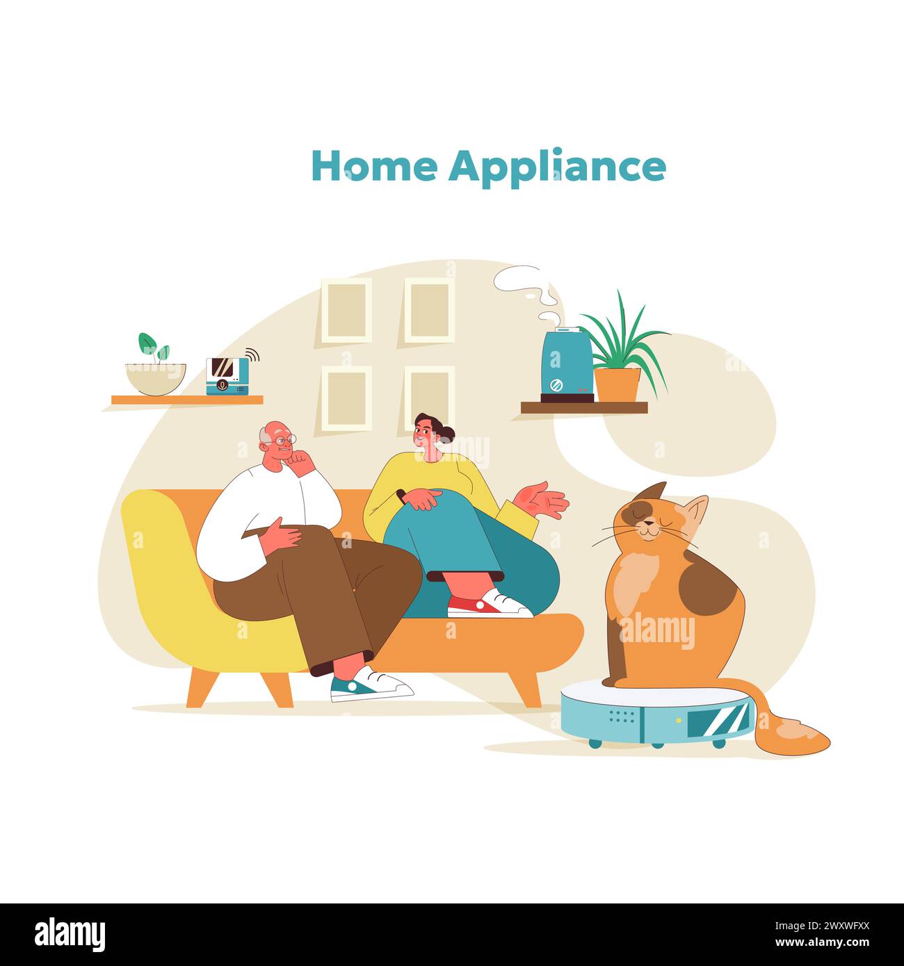 Elderly using smart home Stock Vector Images - Alamy