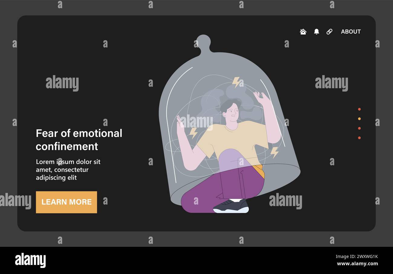 Fear of emotional confinement dark or night mode web, landing ...