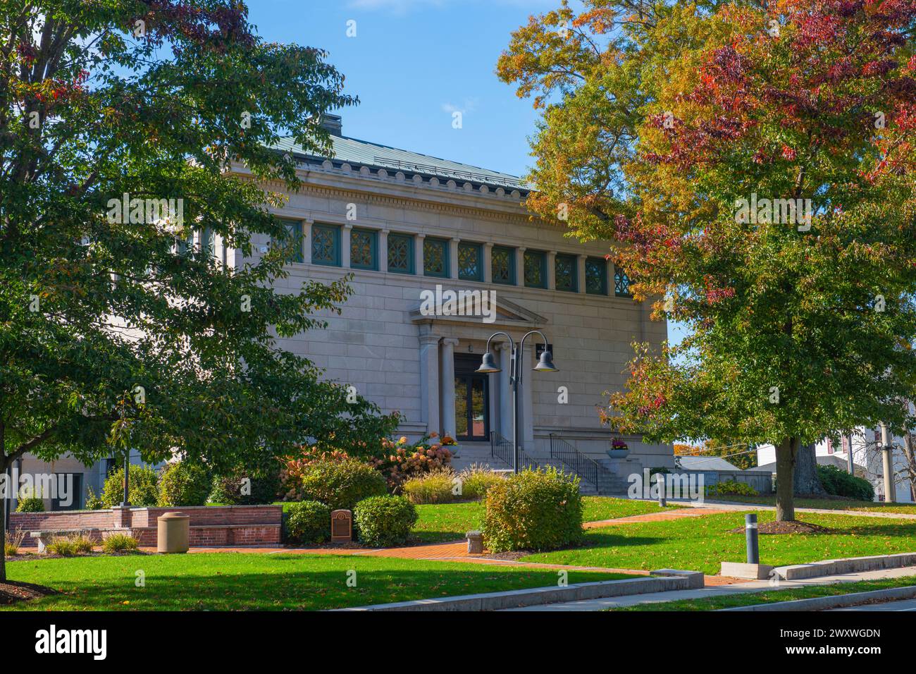 Franklin Public Library in fall at 118 Main Street in historic town ...
