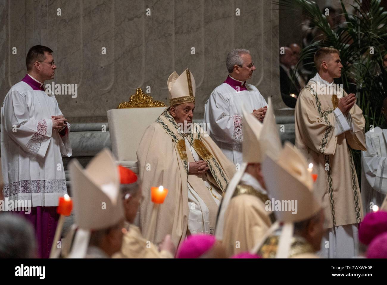 Vatican City, Vatican. 30th Mar, 2024. Pope Francis presides over the ...