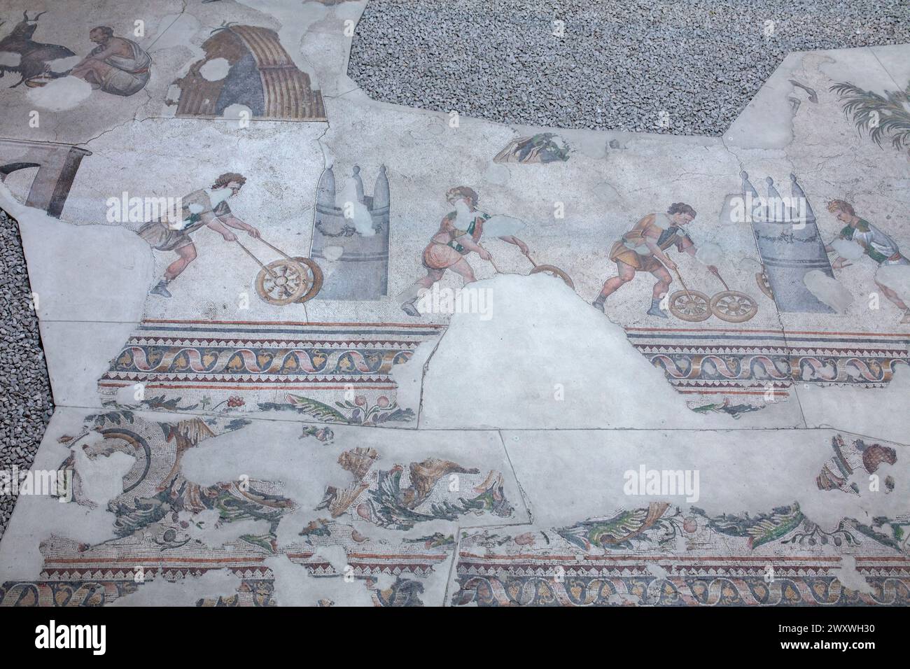 Arena game play, Great Palace Mosaic Museum, Istanbul, Turkey Stock ...